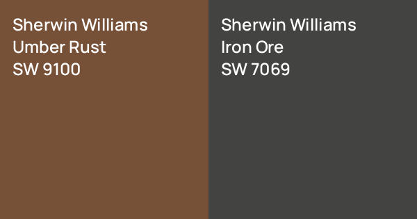 Sherwin Williams Umber Rust vs. Sherwin Williams Iron Ore comparison