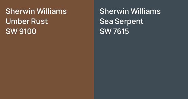 Sherwin Williams Umber Rust vs. Sherwin Williams Sea Serpent comparison