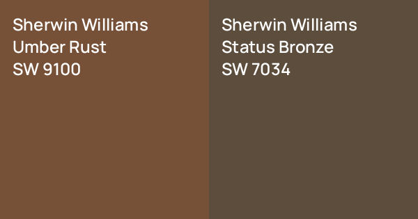 Sherwin Williams Umber Rust vs. Sherwin Williams Status Bronze comparison