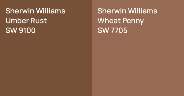 Sherwin Williams Umber Rust vs. Sherwin Williams Wheat Penny comparison