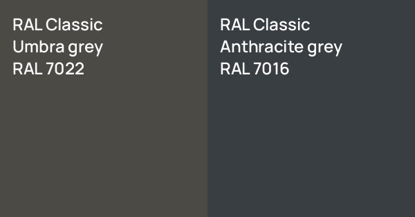 RAL Classic Umbra grey vs. RAL Classic Anthracite grey comparison