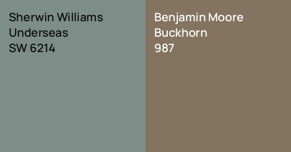 Sherwin Williams Underseas vs. Benjamin Moore Buckhorn comparison