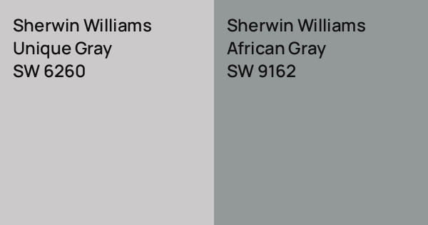 Sherwin Williams Unique Gray vs. Sherwin Williams African Gray comparison