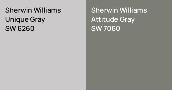 Sherwin Williams Unique Gray vs. Sherwin Williams Attitude Gray comparison