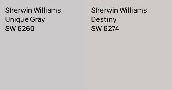 Sherwin Williams Unique Gray vs. Sherwin Williams Destiny comparison