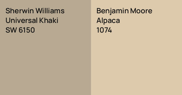 Sherwin Williams Universal Khaki vs. Benjamin Moore Alpaca comparison