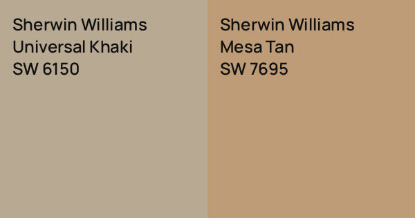 Sherwin Williams Universal Khaki vs. Sherwin Williams Mesa Tan comparison