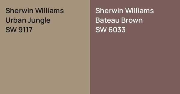 Sherwin Williams Urban Jungle vs. Sherwin Williams Bateau Brown comparison