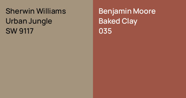 Sherwin Williams Urban Jungle vs. Benjamin Moore Baked Clay comparison