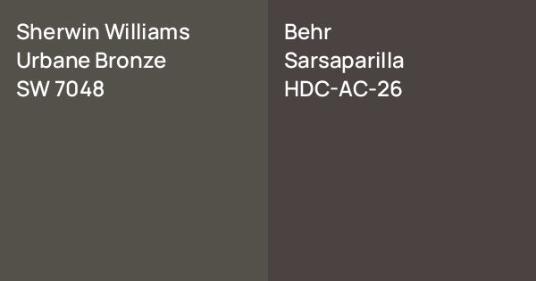 Sherwin Williams Urbane Bronze vs. Behr Sarsaparilla comparison