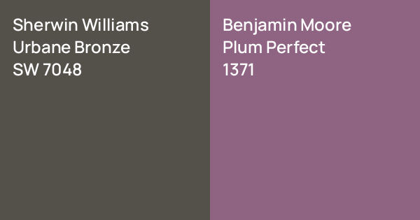 Sherwin Williams Urbane Bronze vs. Benjamin Moore Plum Perfect comparison