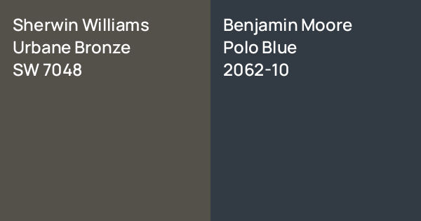 Sherwin Williams Urbane Bronze vs. Benjamin Moore Polo Blue comparison