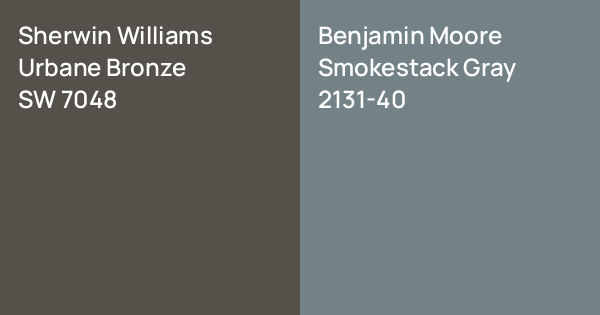 Sherwin Williams Urbane Bronze vs. Benjamin Moore Smokestack Gray ...