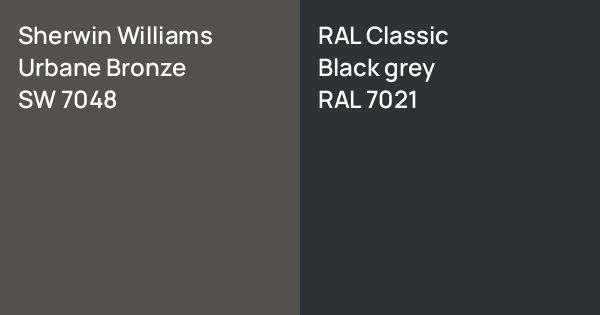 Sherwin Williams Urbane Bronze vs. RAL Classic Black grey comparison