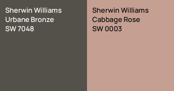 Sherwin Williams Urbane Bronze vs. Sherwin Williams Cabbage Rose comparison