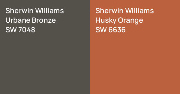 Sherwin Williams Urbane Bronze vs. Sherwin Williams Husky Orange comparison