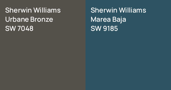 Sherwin Williams Urbane Bronze vs. Sherwin Williams Marea Baja comparison