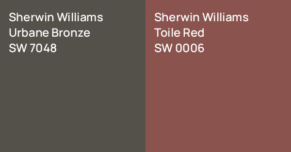 Sherwin Williams Urbane Bronze vs. Sherwin Williams Toile Red comparison