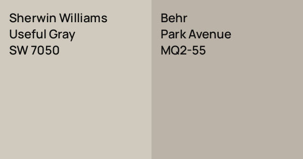 Sherwin Williams Useful Gray vs. Behr Park Avenue comparison