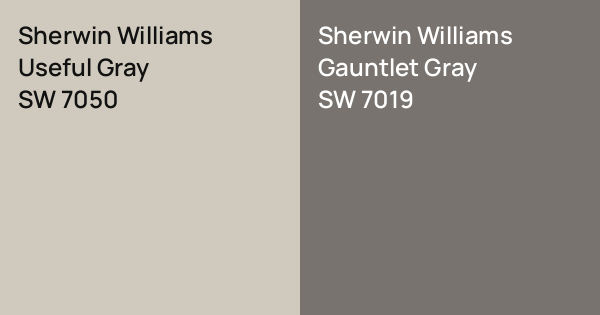 Sherwin Williams Useful Gray vs. Sherwin Williams Gauntlet Gray comparison