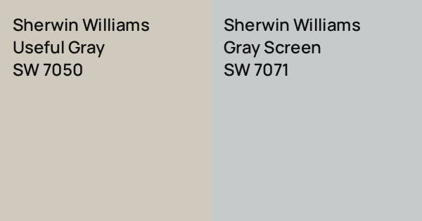 Sherwin Williams Useful Gray vs. Sherwin Williams Gray Screen comparison