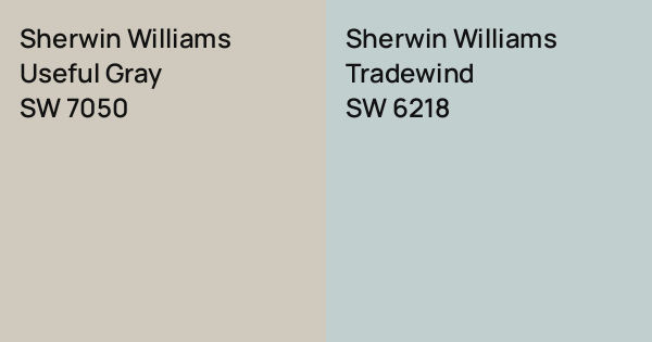 Sherwin Williams Useful Gray vs. Sherwin Williams Tradewind comparison
