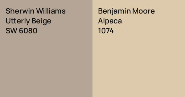 Sherwin Williams Utterly Beige vs. Benjamin Moore Alpaca comparison