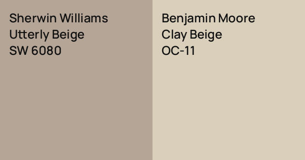 Sherwin Williams Utterly Beige vs. Benjamin Moore Clay Beige comparison