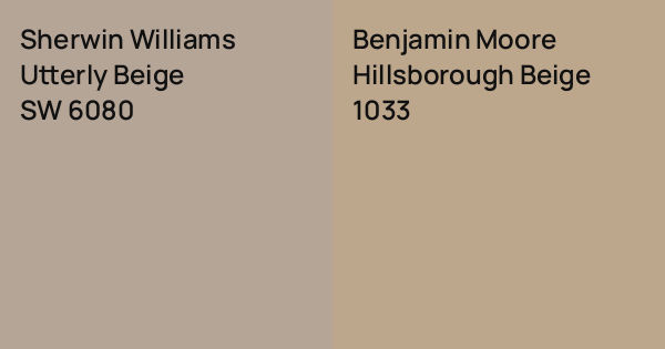 Sherwin Williams Utterly Beige vs. Benjamin Moore Hillsborough Beige ...