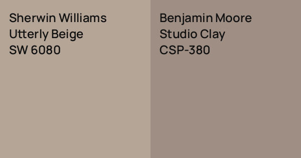 Sherwin Williams Utterly Beige vs. Benjamin Moore Studio Clay comparison