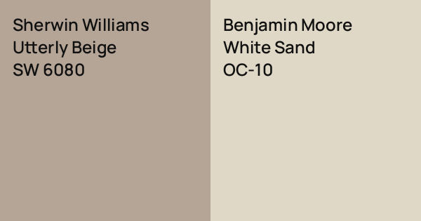 Sherwin Williams Utterly Beige vs. Benjamin Moore White Sand comparison