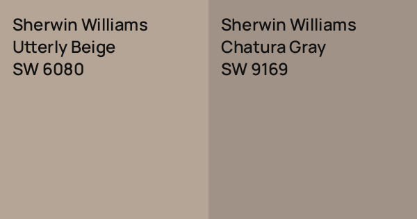 Sherwin Williams Utterly Beige vs. Sherwin Williams Chatura Gray comparison