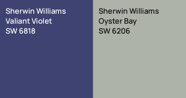 Sherwin Williams Valiant Violet vs. Sherwin Williams Oyster Bay comparison