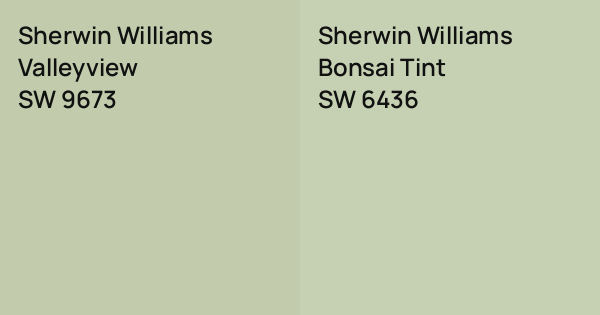 Sherwin Williams Valleyview vs. Sherwin Williams Bonsai Tint comparison
