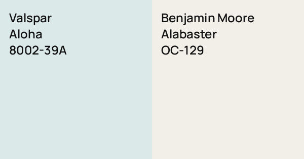 Valspar Aloha vs. Benjamin Moore Alabaster comparison