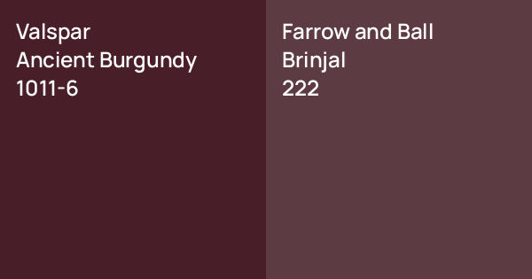 Valspar Ancient Burgundy vs. Farrow and Ball Brinjal comparison