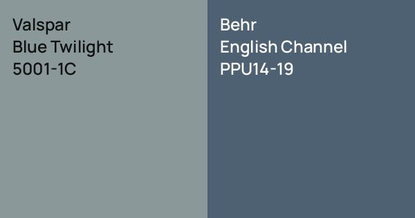 Valspar Blue Twilight vs. Behr English Channel comparison