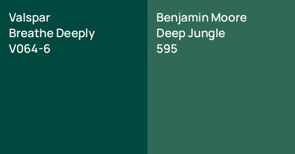 Valspar Breathe Deeply vs. Benjamin Moore Deep Jungle comparison