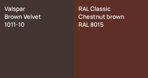 Valspar Brown Velvet vs. RAL Classic Chestnut brown comparison