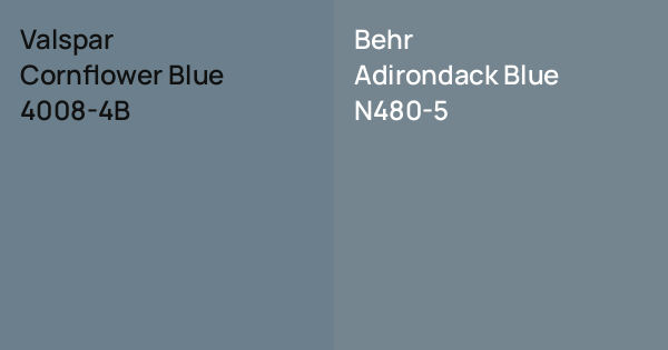 Valspar Cornflower Blue vs. Behr Adirondack Blue comparison