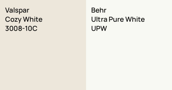 Valspar Cozy White vs. Behr Ultra Pure White comparison