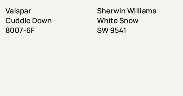 Valspar Cuddle Down vs. Sherwin Williams White Snow comparison