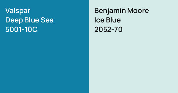 Valspar Deep Blue Sea vs. Benjamin Moore Ice Blue comparison