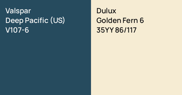Valspar Deep Pacific (US) vs. Dulux Golden Fern 6 comparison