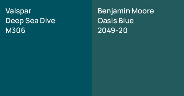 Valspar Deep Sea Dive vs. Benjamin Moore Oasis Blue comparison