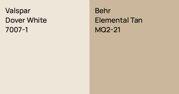Valspar Dover White vs. Behr Elemental Tan comparison