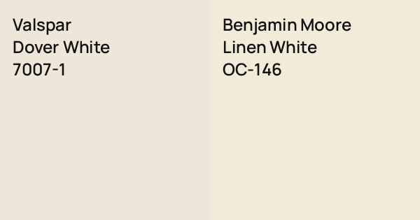 Valspar Dover White vs. Benjamin Moore Linen White comparison