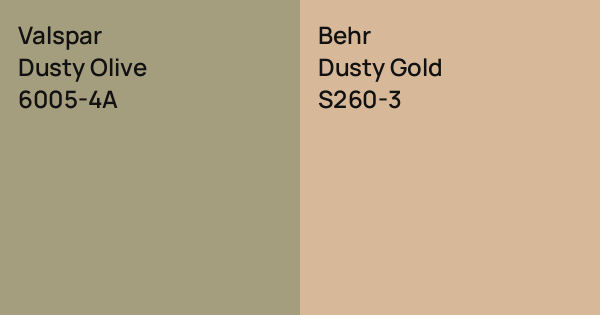 Valspar Dusty Olive vs. Behr Dusty Gold comparison
