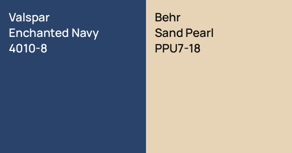 Valspar Enchanted Navy vs. Behr Sand Pearl comparison