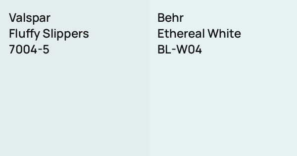 Valspar Fluffy Slippers vs. Behr Ethereal White comparison
